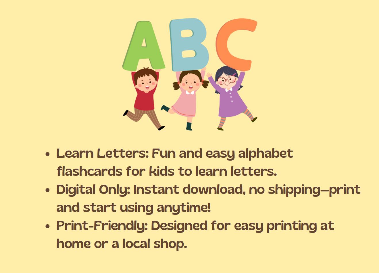 Printable Alphabet Flashcards for Kids – Digital Download, Educational ...