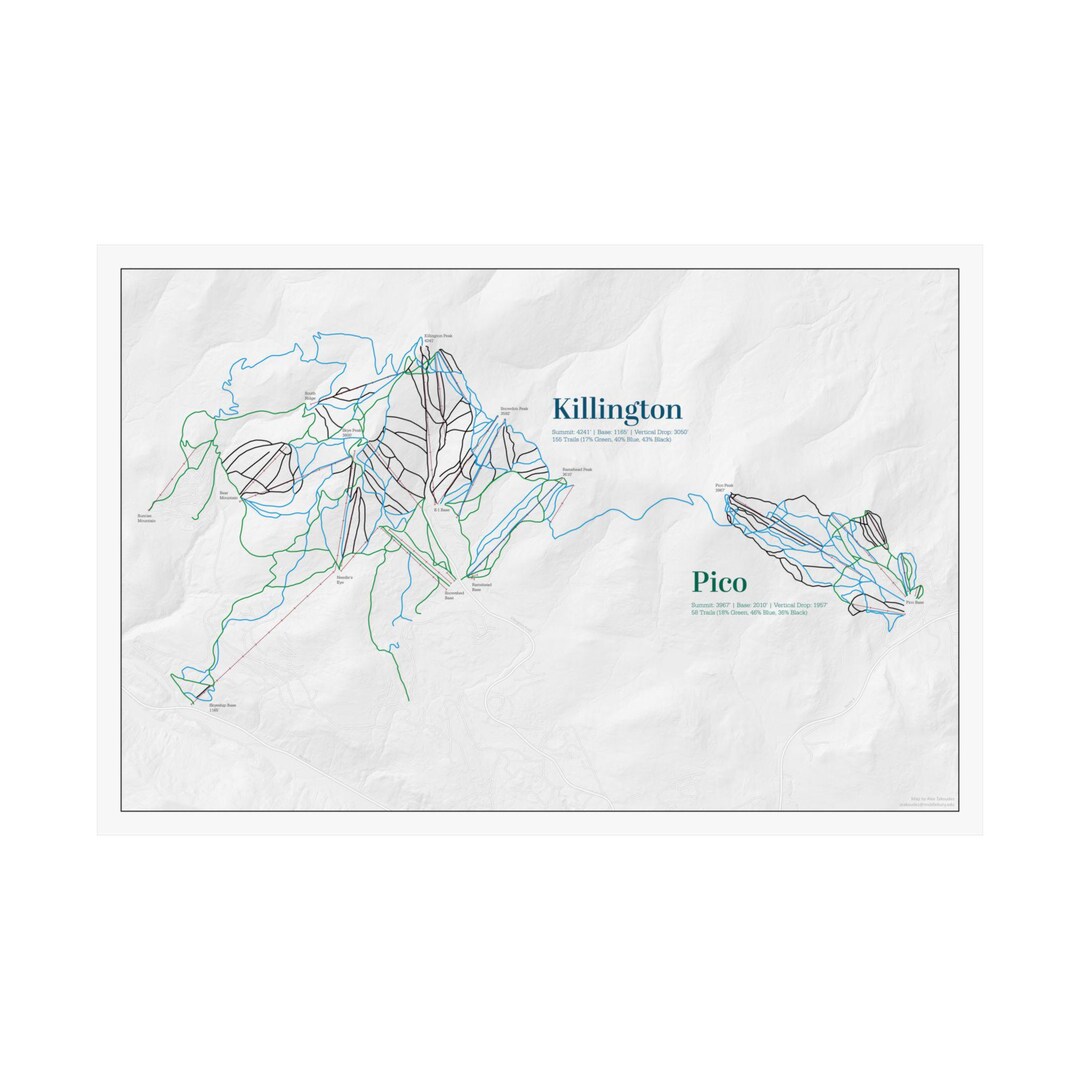 Killington & Pico Trail Map Poster - Etsy