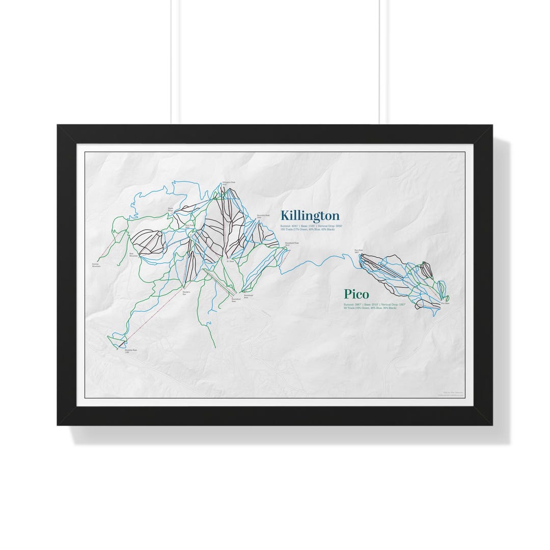 Killington & Pico Trail Map Framed Poster - Etsy