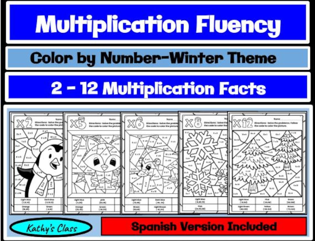 Multiplication Color by Number/winter Theme-english & Spanish - Etsy