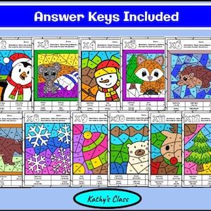 Multiplication Color by Number/winter Theme-english & Spanish - Etsy