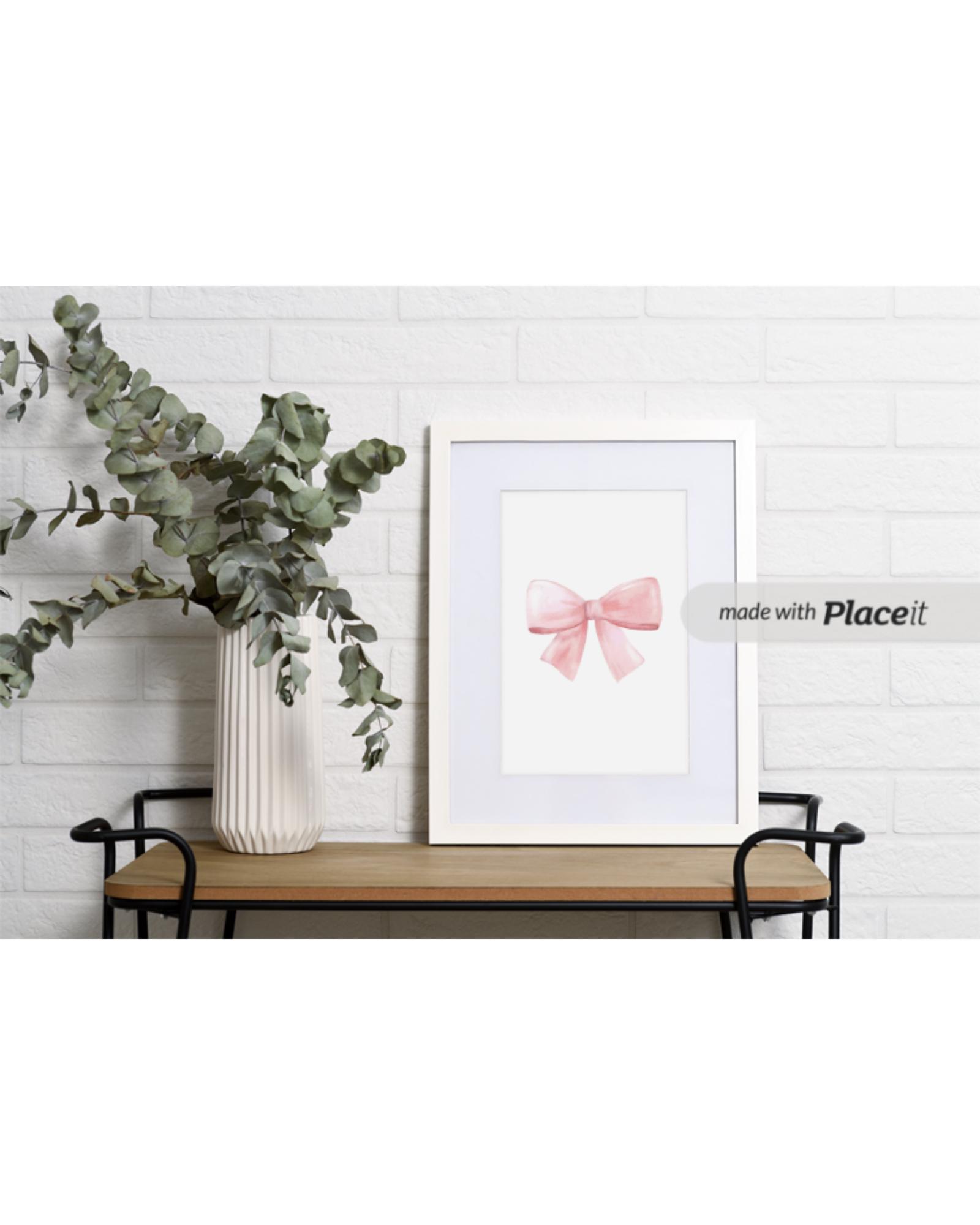 Pink Bow Printable Wall Art Image - Etsy