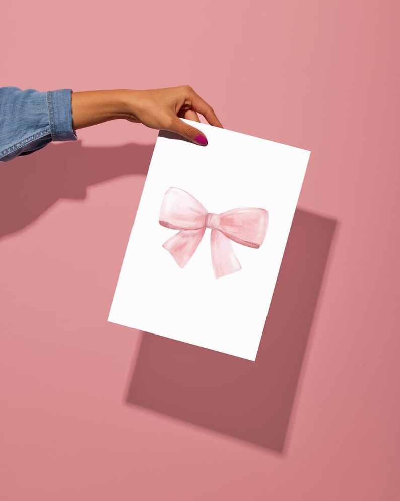 Pink Bow Printable Wall Art Image - Etsy
