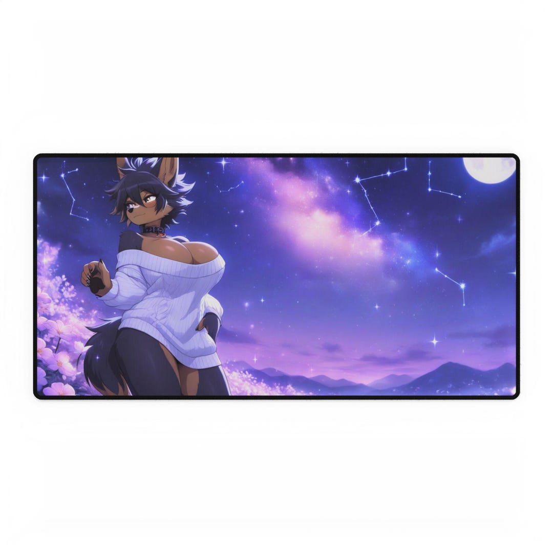 Desk Mats, Wolf Moon Night Woman, Moonlit Night Desk Pad, Wolf Lover ...