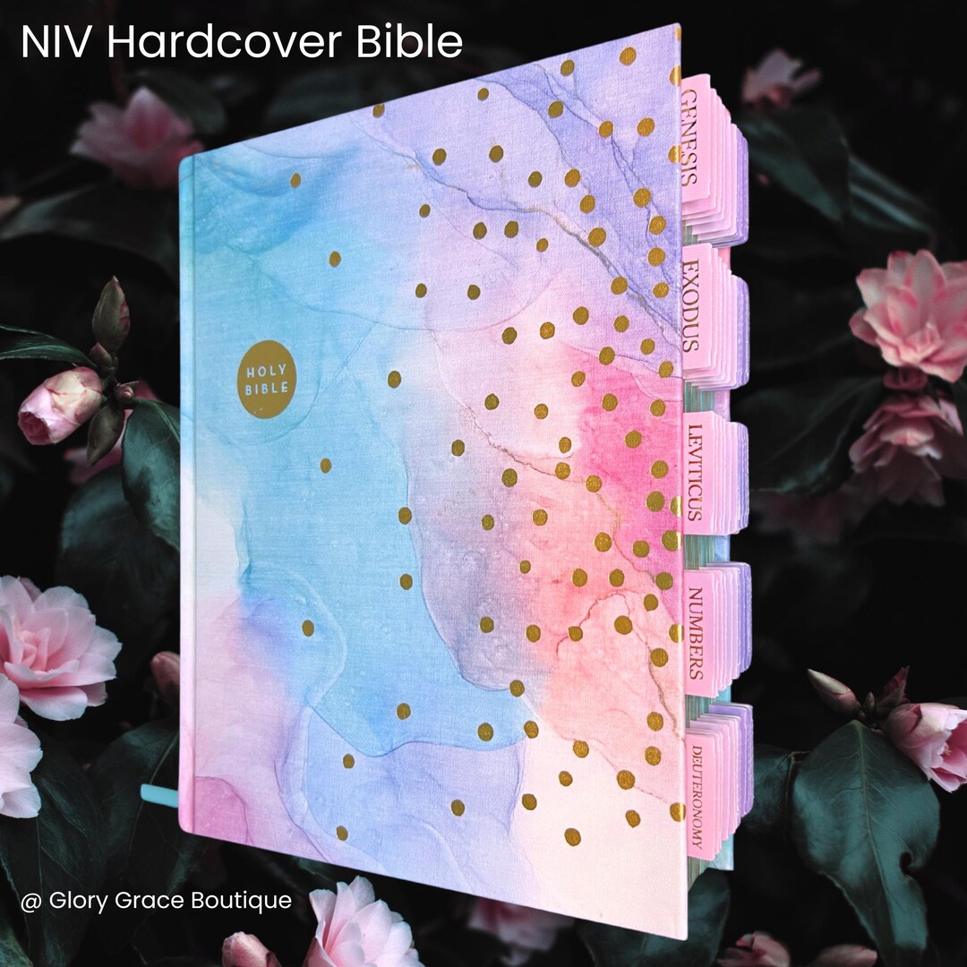 Hand Tabbed NIV Bible Pink and Turquoise With Gold Shimmer Pink Violet ...