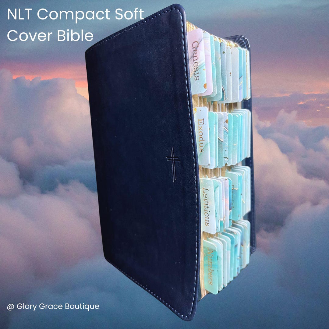 Hand Tabbed NLT Compact Small Bible Leather-like Giant Print With ...
