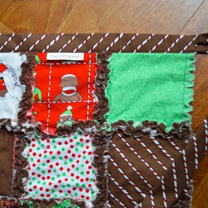 Christmas Rag Quilt Half Apron in Santa's Little Helpers Sock Monkey ...