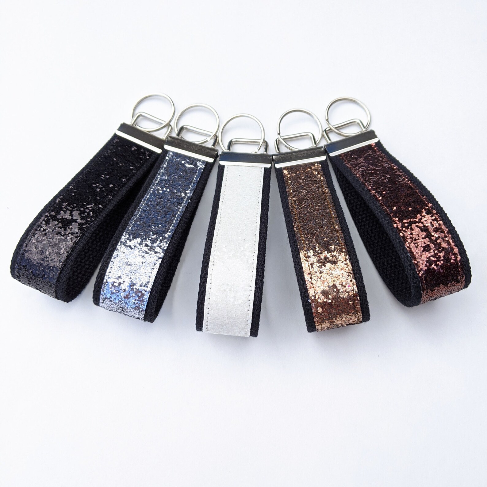 Glitter Canvas Sparkle Wristlet Key Fob Keychain Black - Etsy