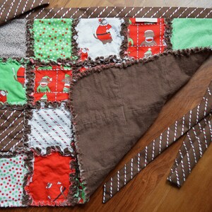 Christmas Rag Quilt Half Apron in Santa's Little Helpers Sock Monkey ...