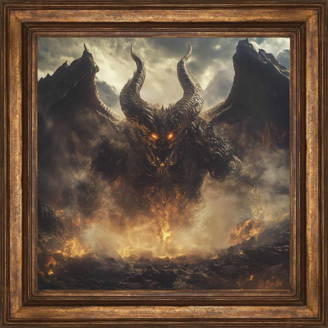 Infernal Guardian: Demon of the Blasted Lands Wall Art Print, Dark ...