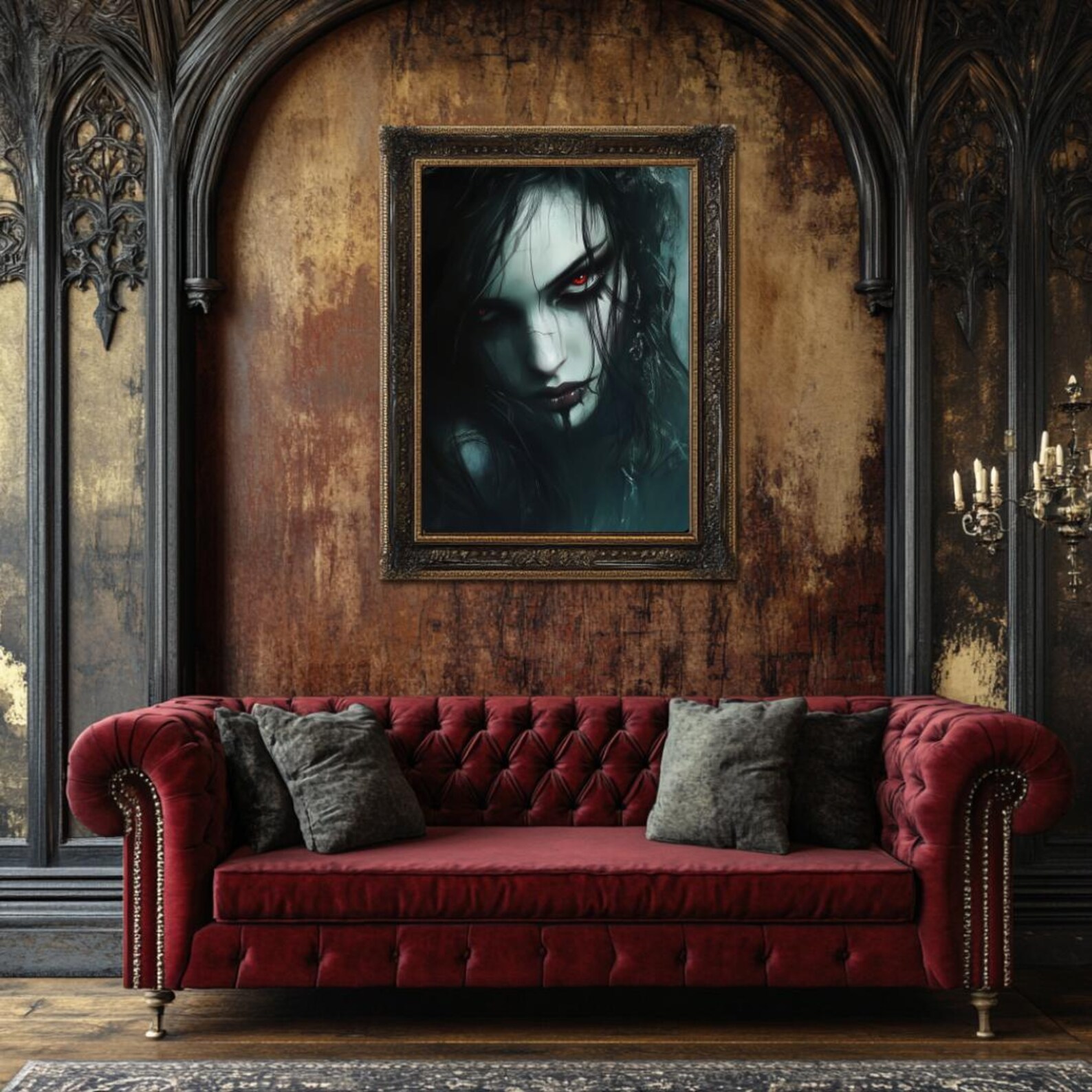 Crimson Hunger Vampire Wall Art Print, Dark Academia, Gothic Fantasy ...