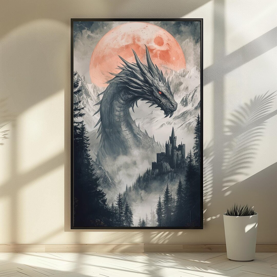 Dragon God Fantasy Wall Art Print, Mystic Fantasy Wall Decor, Mystical ...
