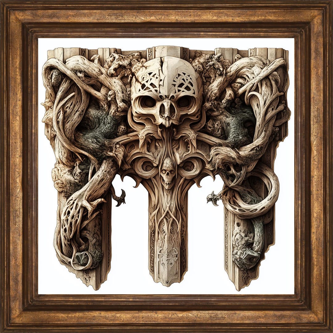 Viking Stone Carving Fantasy Wall Art Print, Mystic Fantasy Decor for ...