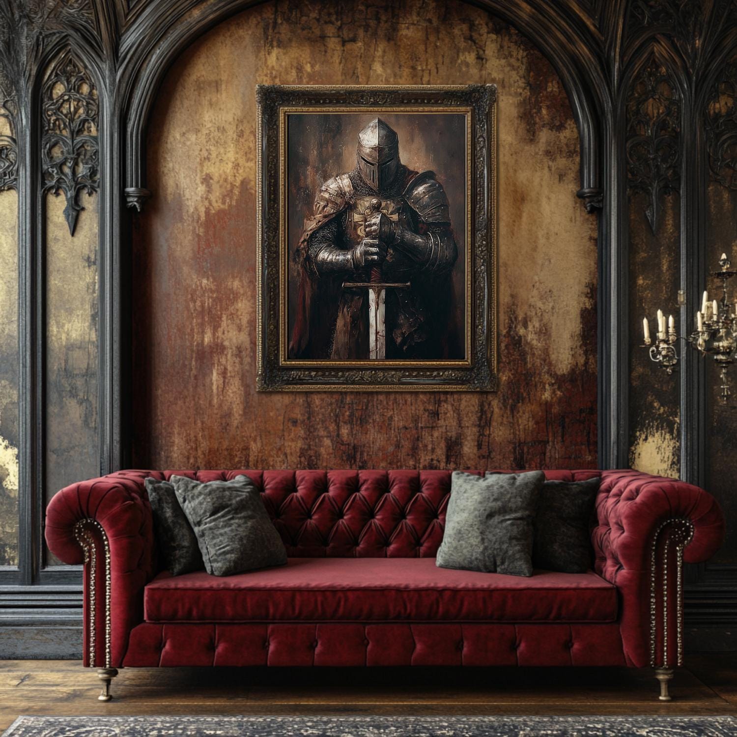 Ironclad Resolve: Crusader Knight Wall Art Print - Medieval Valor Decor ...