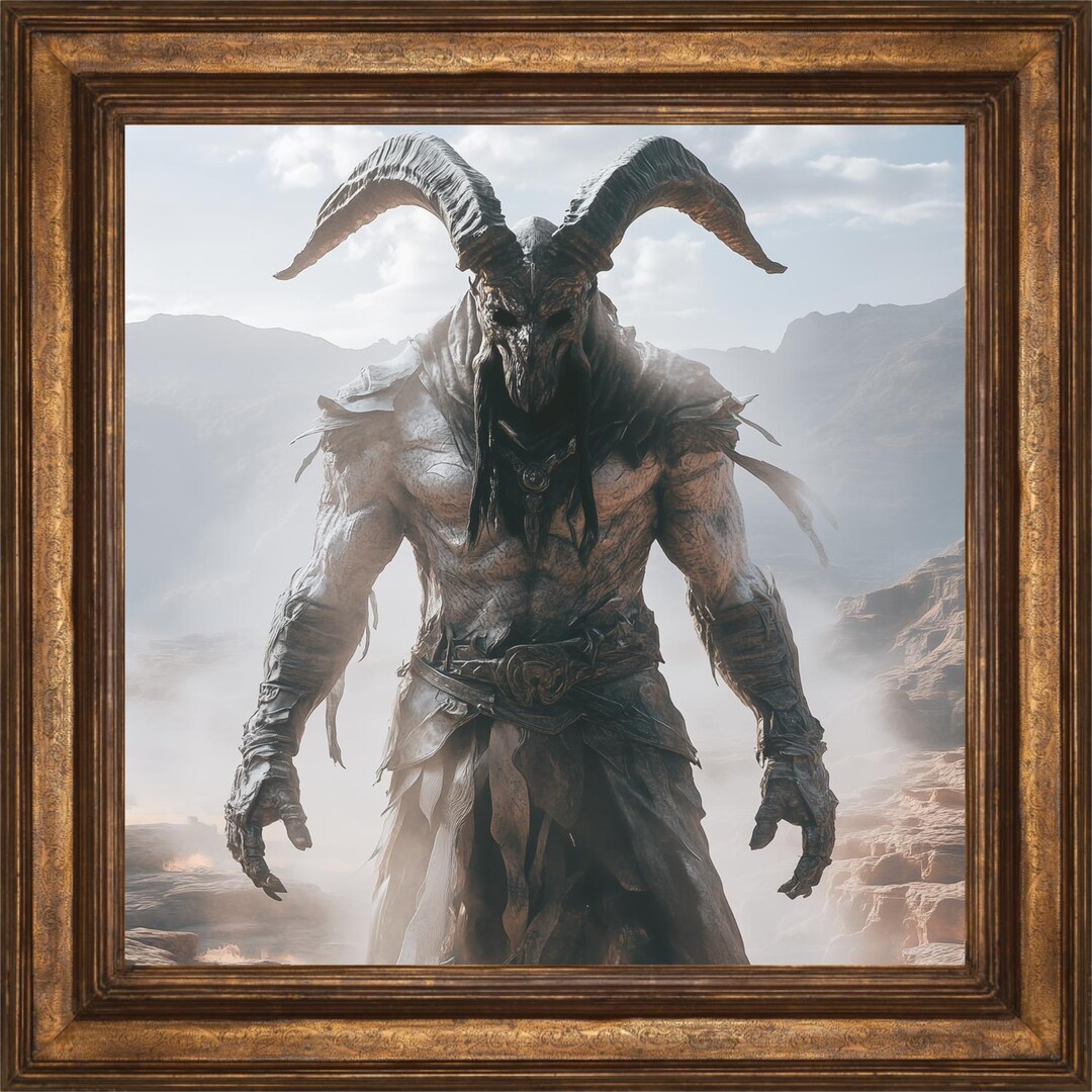 Barren Lord: Horned Demon of the Wastes Wall Art Print, Demon Painting ...