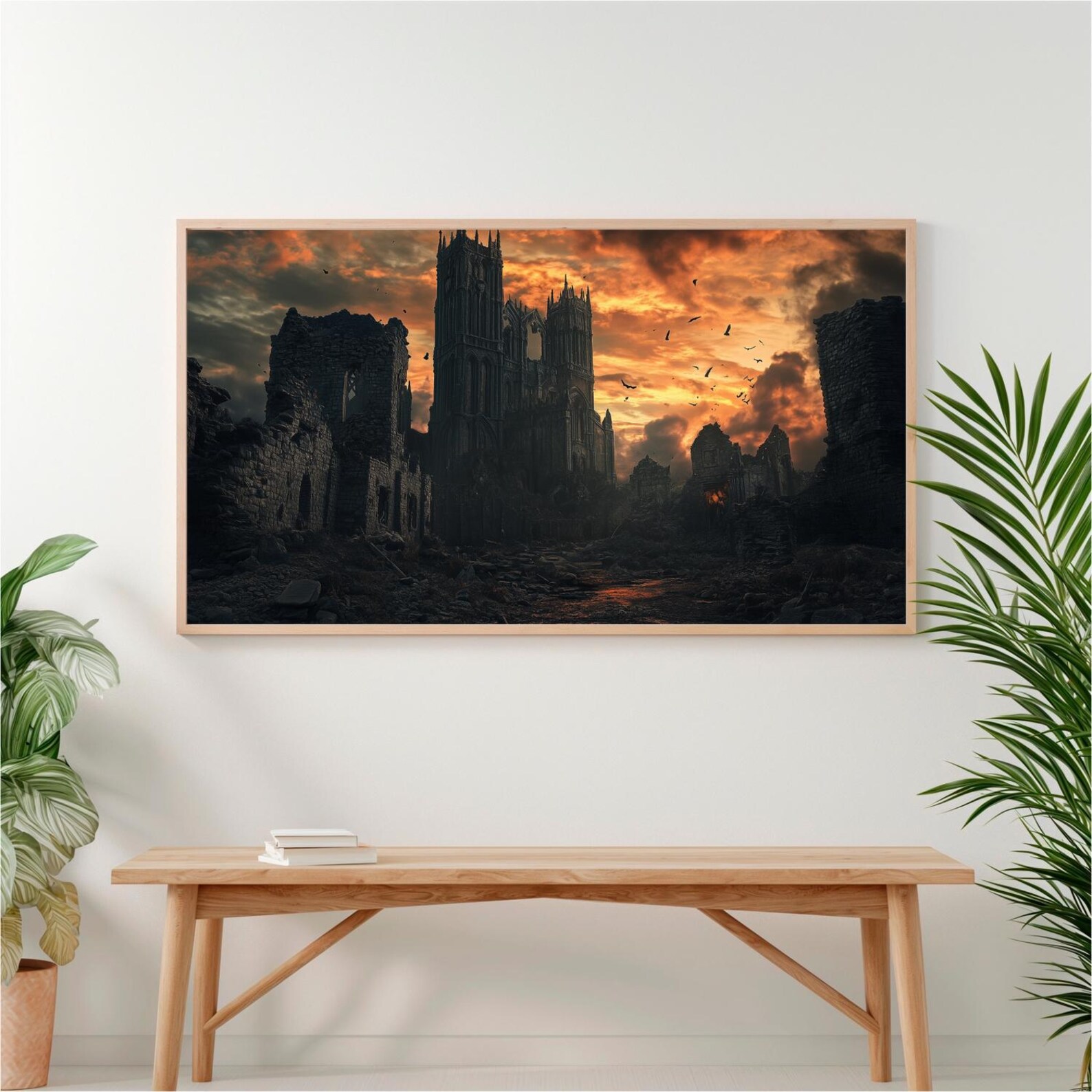 Fiery Ruins Wall Art Print, Fantasy Landscape, Mystic Fantasy Decor ...