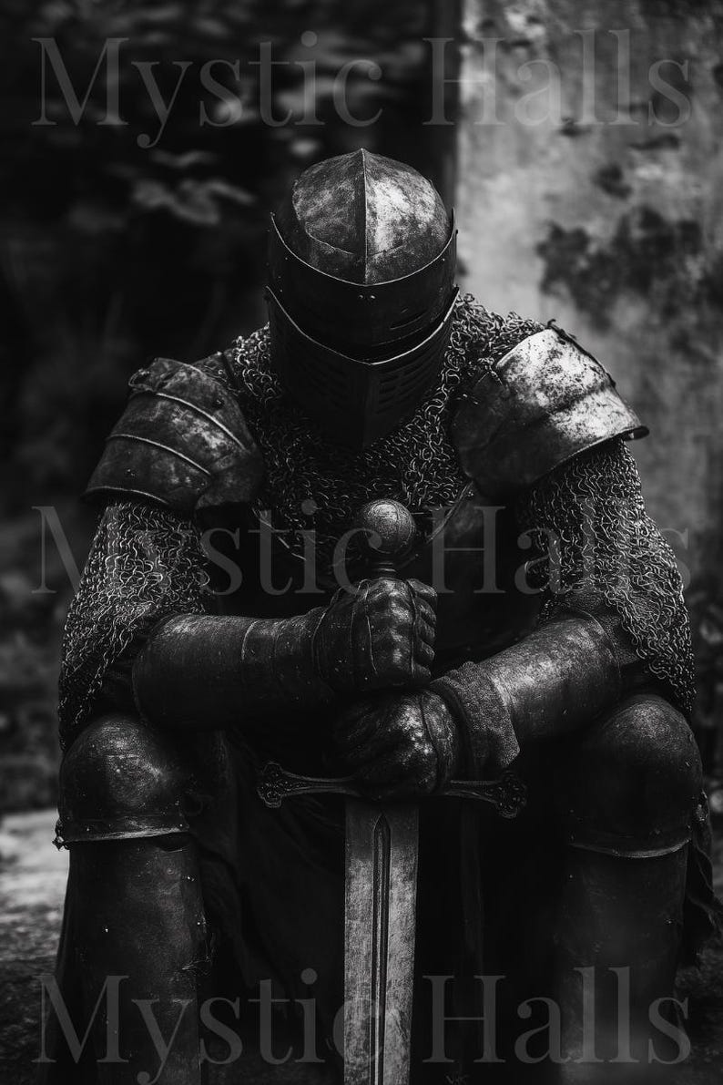 Black Knight Wall Art Print - Medieval Dark Academia Decor, Dark ...