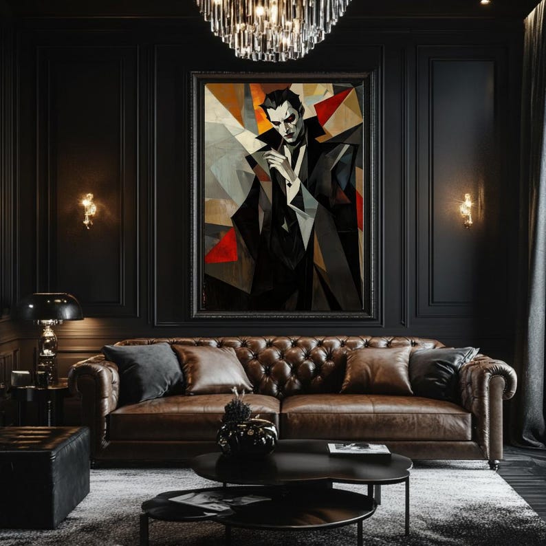 Cubist Vampire Wall Art Print, Dark Academia, Gothic Fantasy Decor ...
