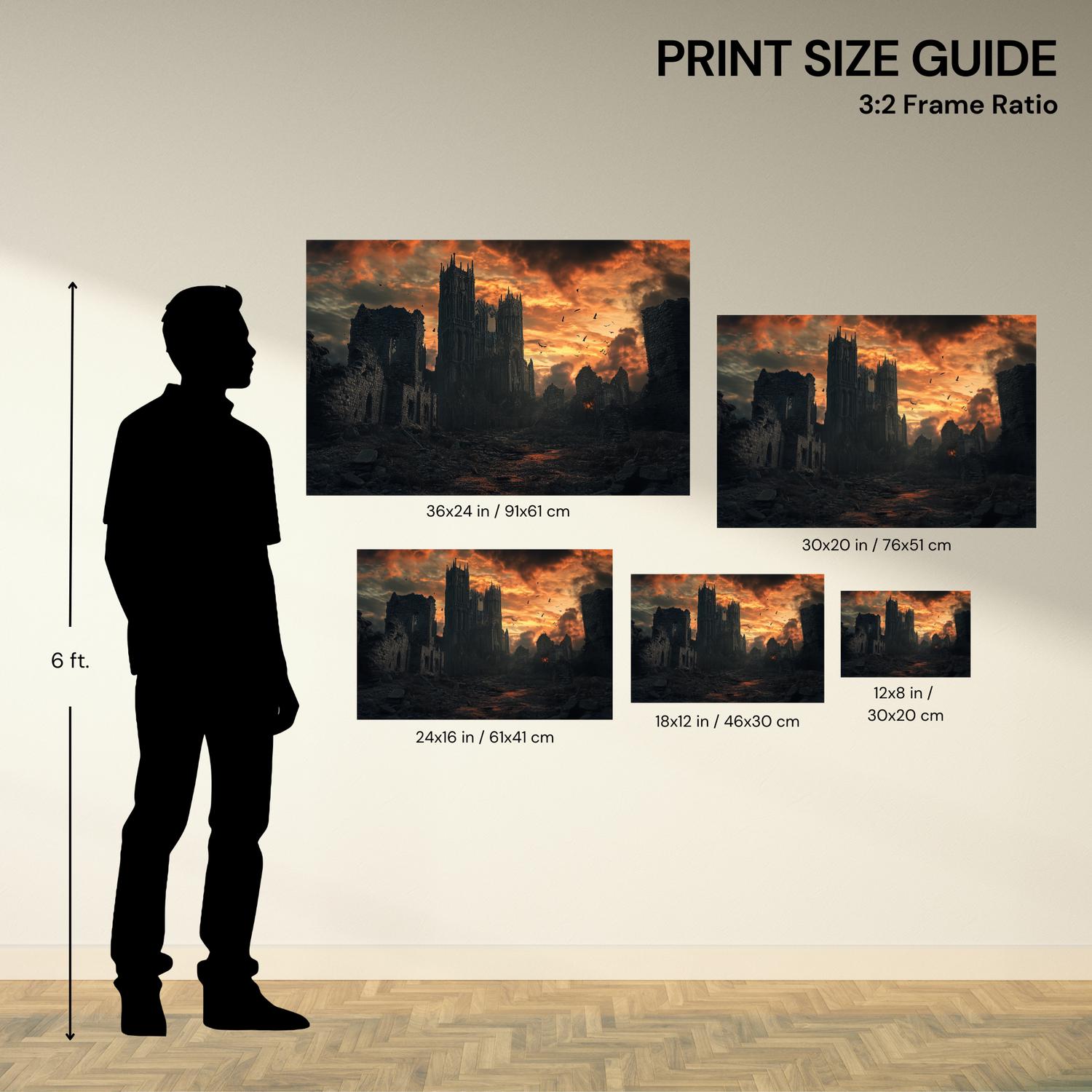 Fiery Ruins Wall Art Print, Fantasy Landscape, Mystic Fantasy Decor ...