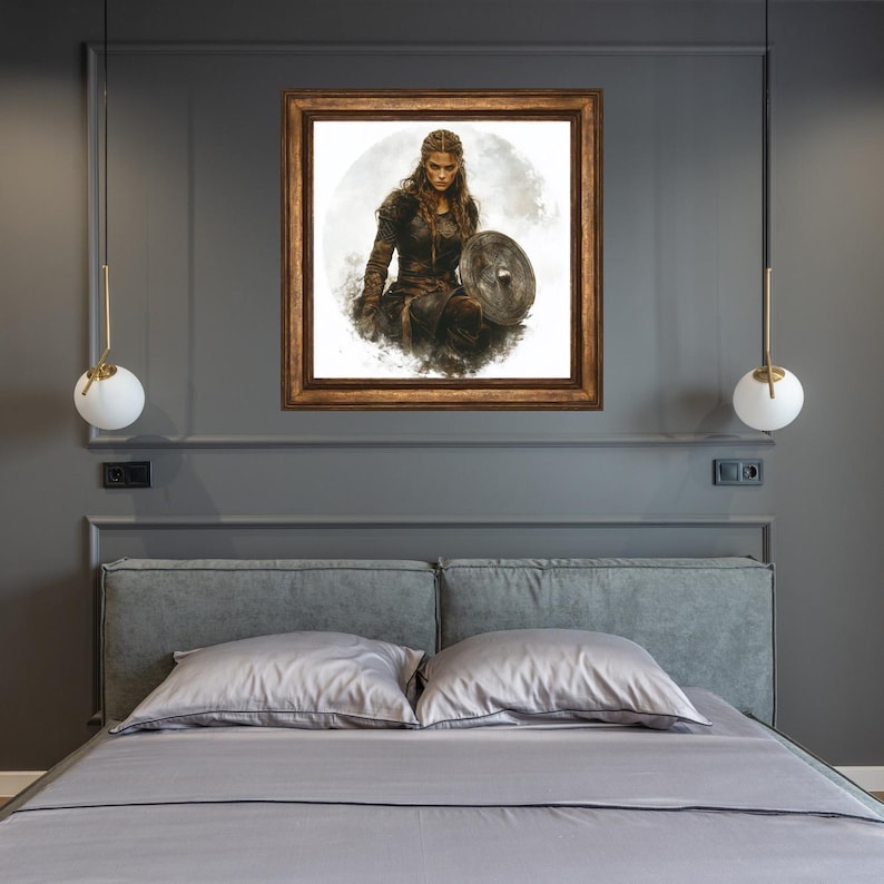 Shieldmaiden's Resolve: Viking Warrior Woman Wall Art Print, Mystical ...