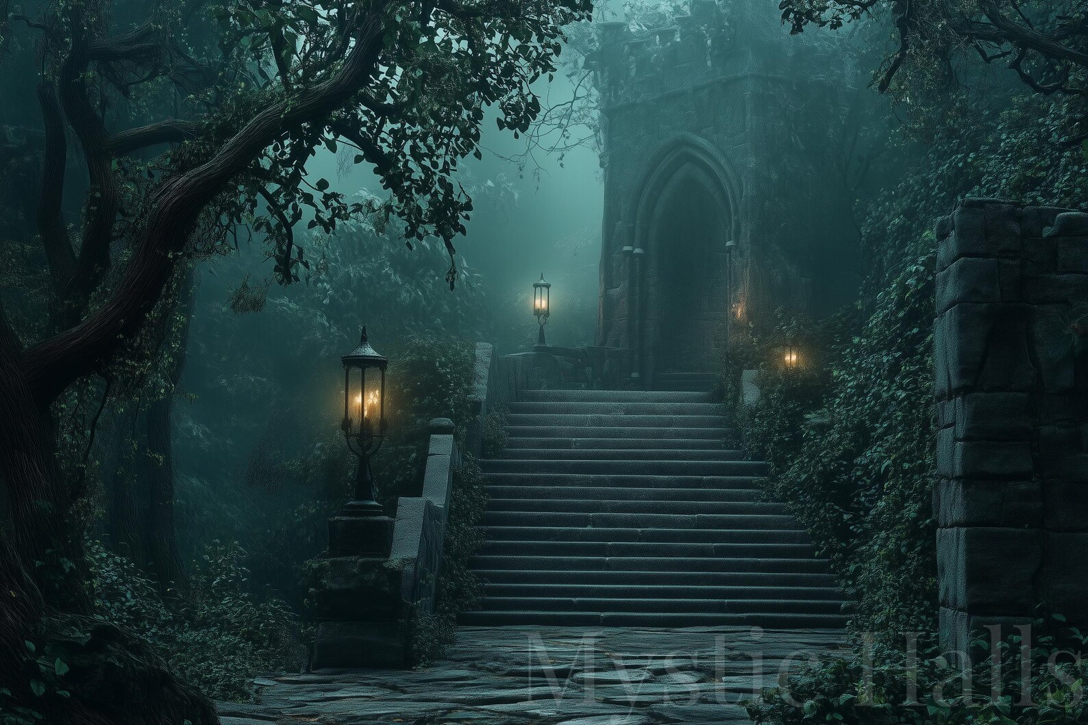 Dark Crypt Fantasy Wall Art Print, Fantasy Landscape, Mystic Fantasy ...
