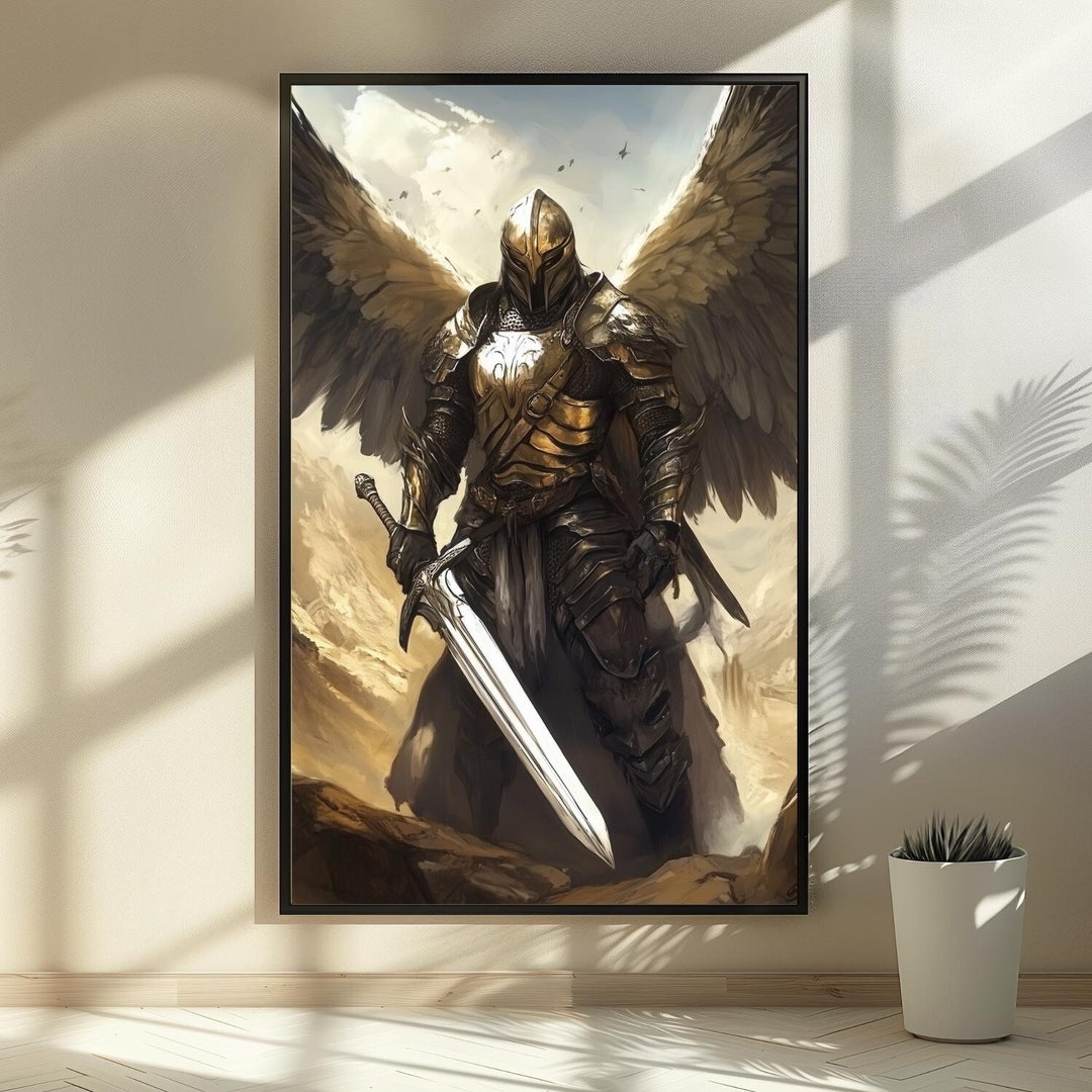 Avenging Angel Knight Wall Art Print, Mystic Fantasy Decor, Castlecore ...