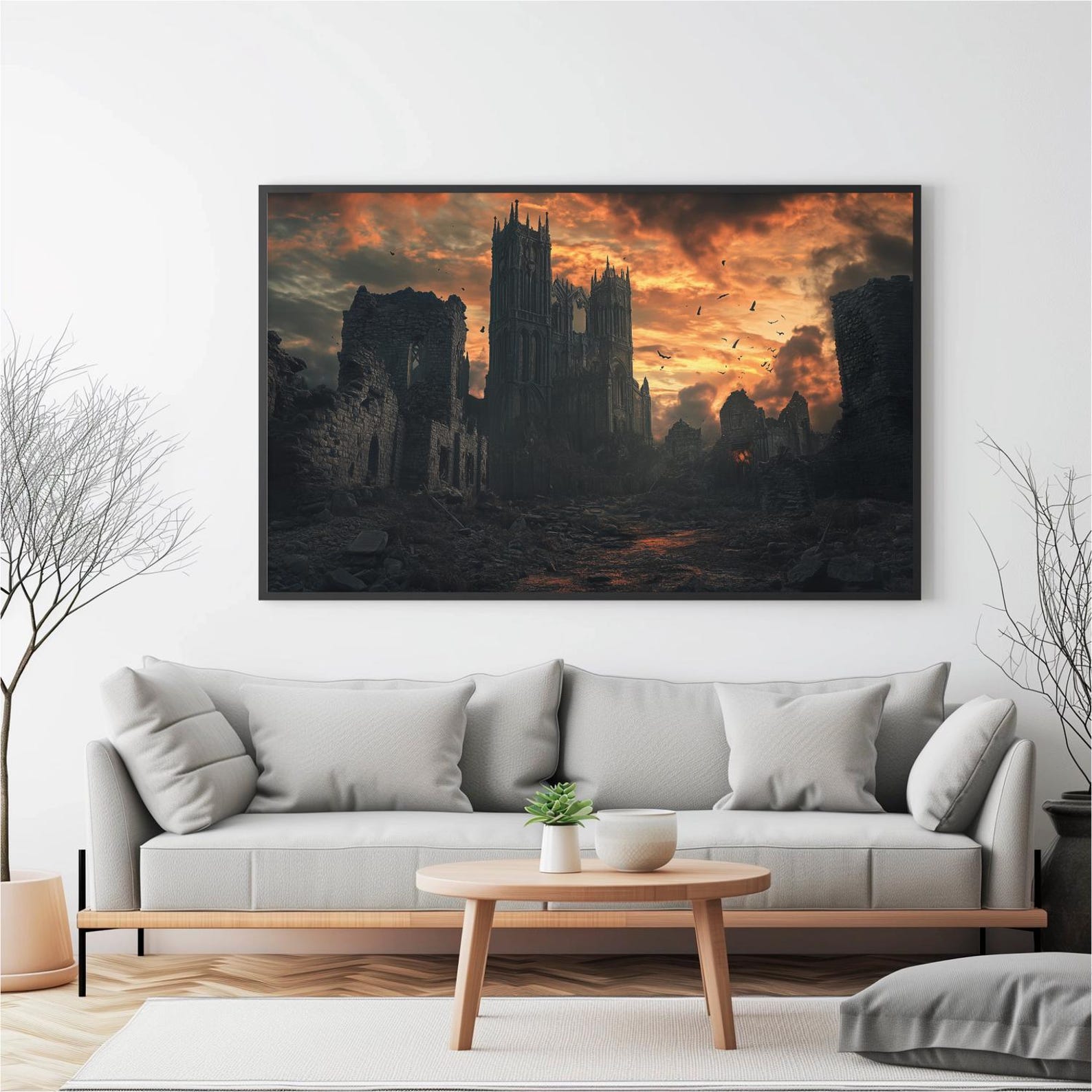 Fiery Ruins Wall Art Print, Fantasy Landscape, Mystic Fantasy Decor ...