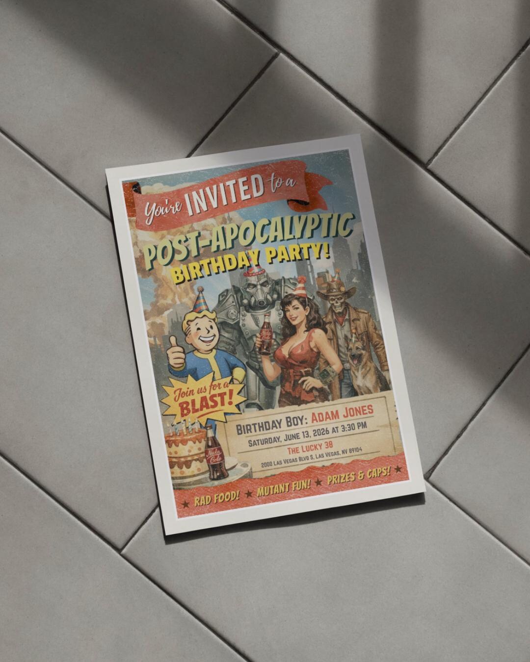 Fallout Themed Invitation Template (5"x7" Digital Download) - Etsy