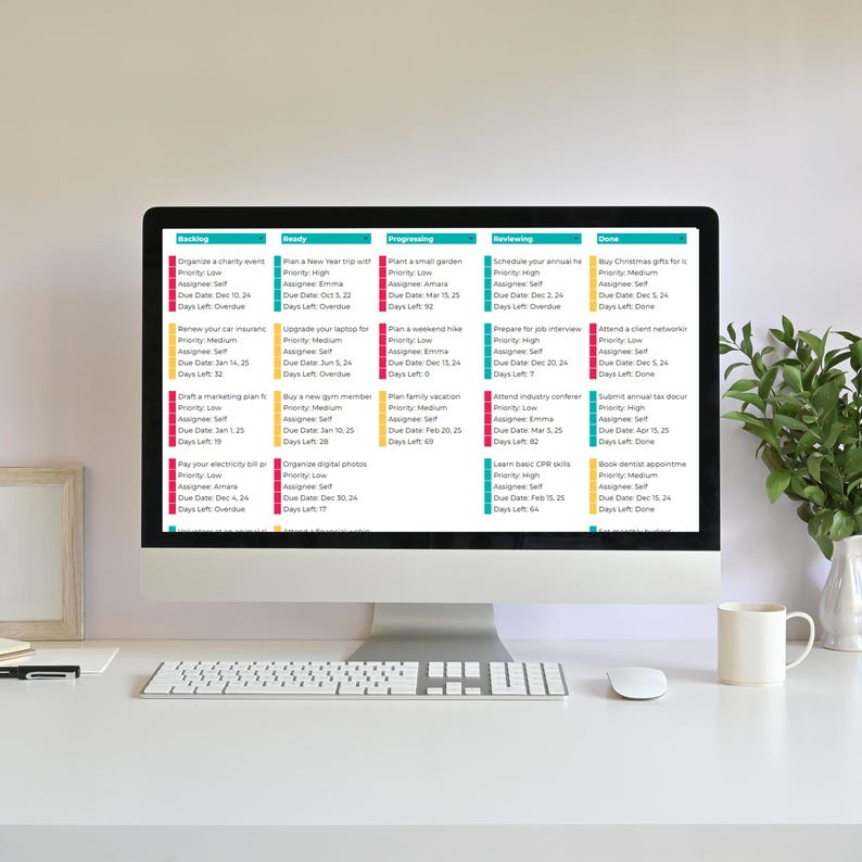 Kanban Board Google Sheets, Kanban Board, Digital Planner, Kanban, to ...