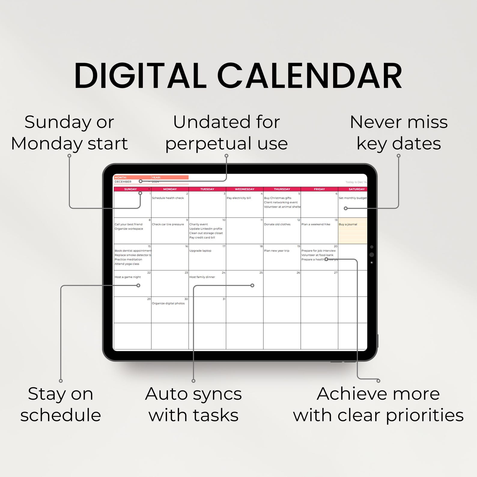 Kanban Board, Calendar Template, Undated Planner, Monthly Calendar ...