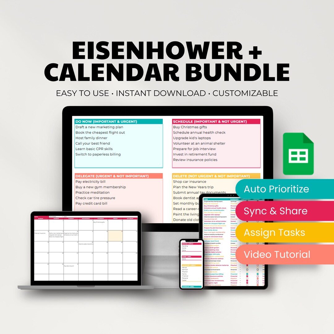 Eisenhower Matrix, Digital Calendar, Digital Planner, Digital Planner ...