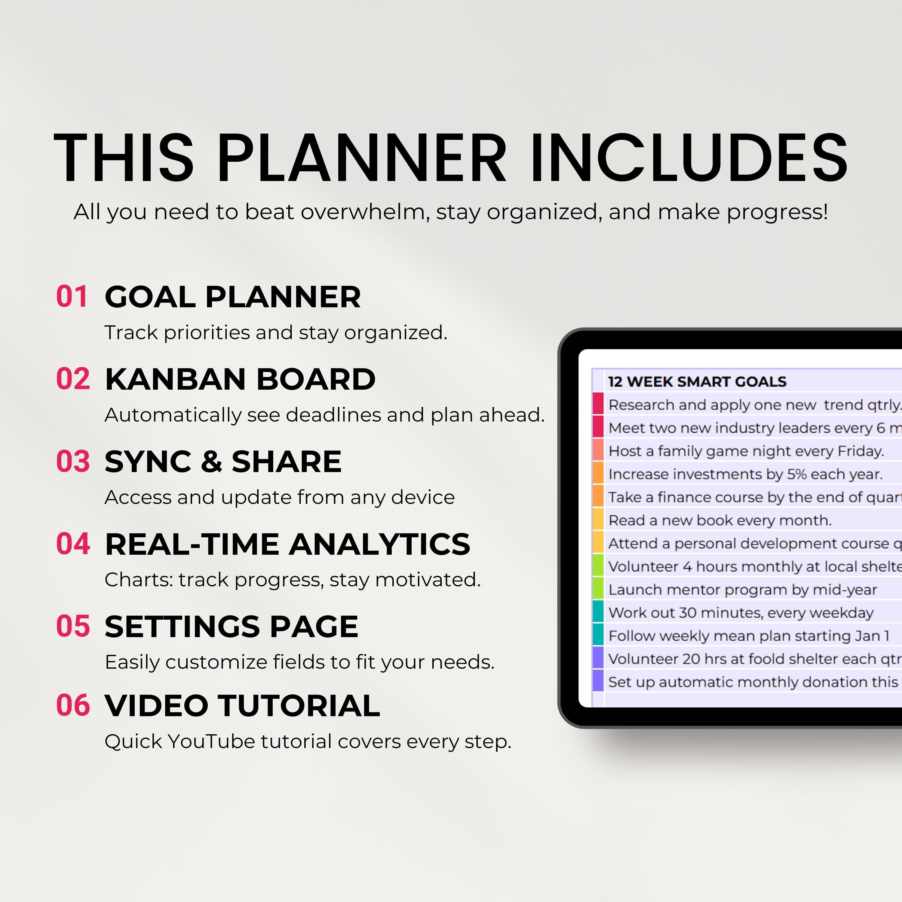 Editable Planner, Task Tracker Excel, Action Planner, Goal Planner ...