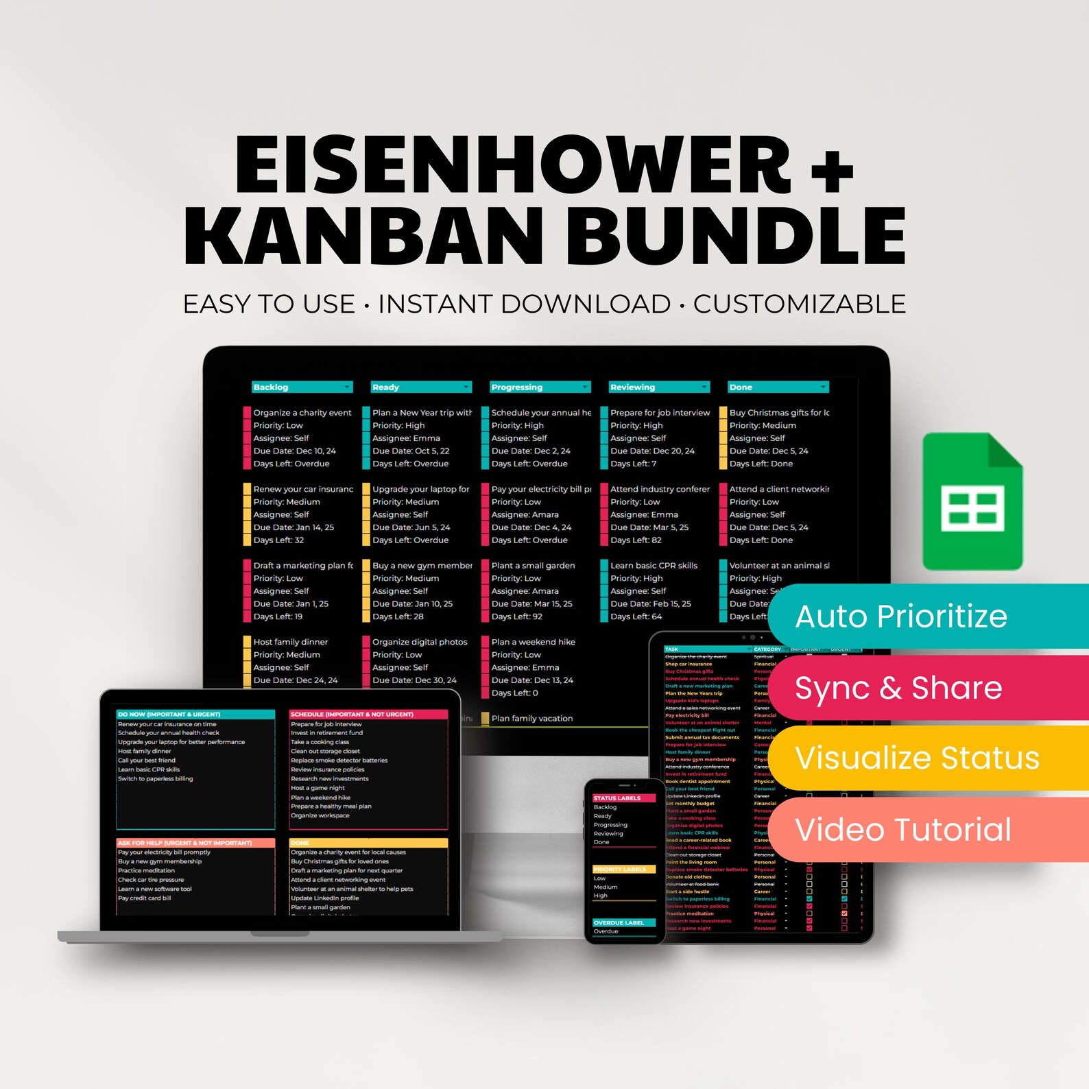 Kanban Board, Eisenhower Matrix, Project Manager, Project Tracker ...