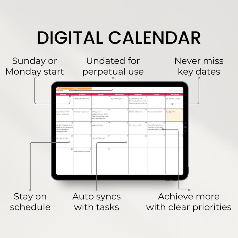 Digital Calendar, Kanban Board Google Sheets, ADHD Planner, Digital ...