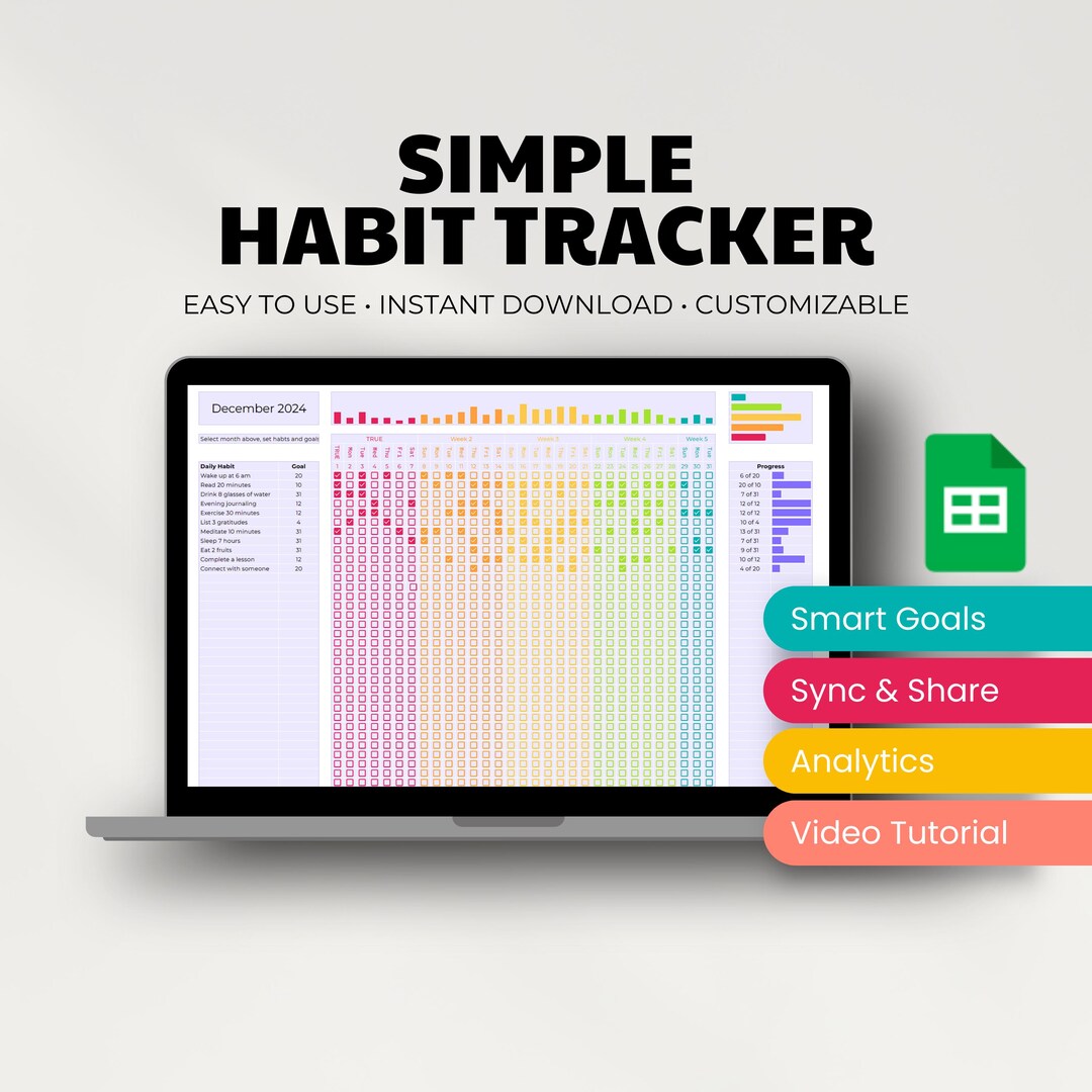 Purple ADHD Habit Tracker, Goal Planner, Tracking Template, Goal ...
