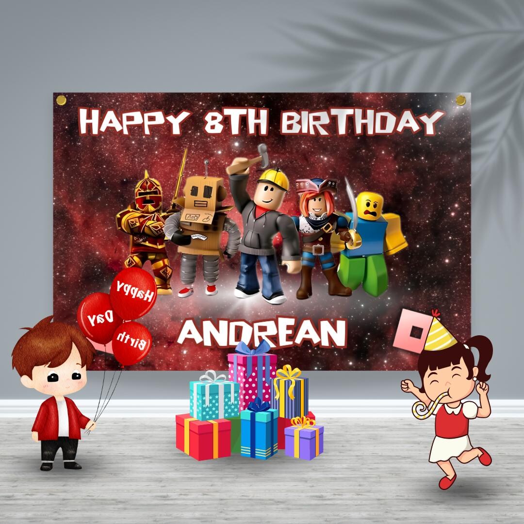 Birthday Backdrop Roblox Birthday Party Decor, Roblox Theme Backdrop ...