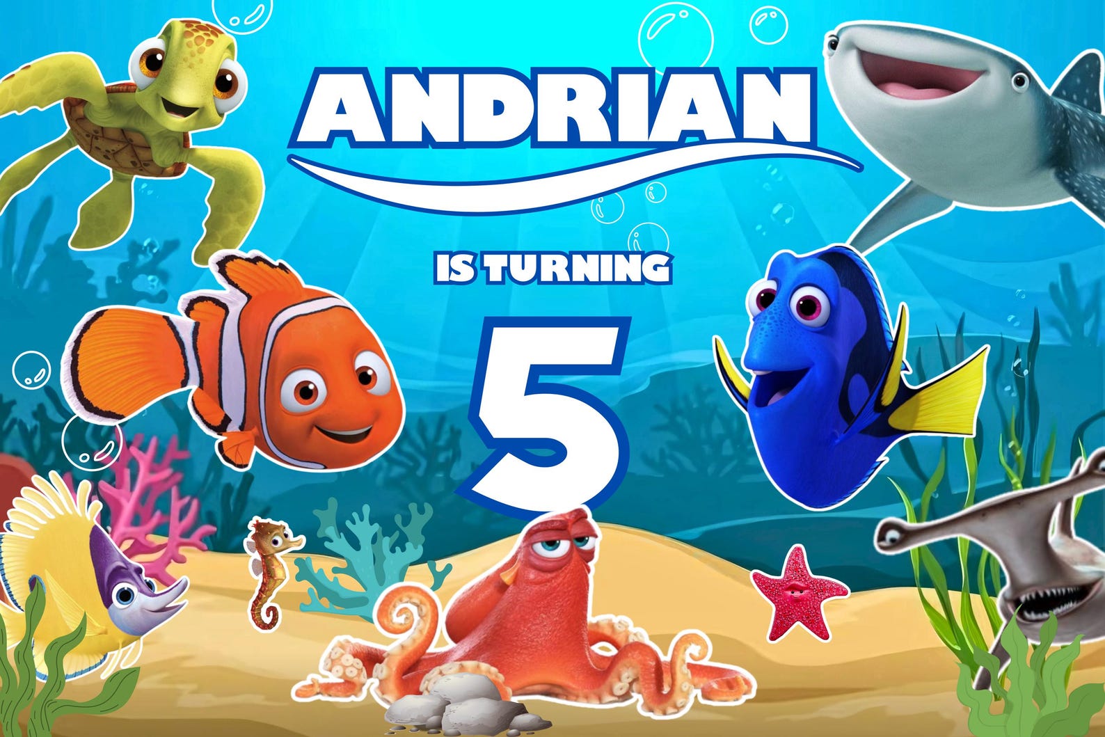 Birthday Backdrop Finding Nemo Birthday Party Decor, Nemo Theme ...