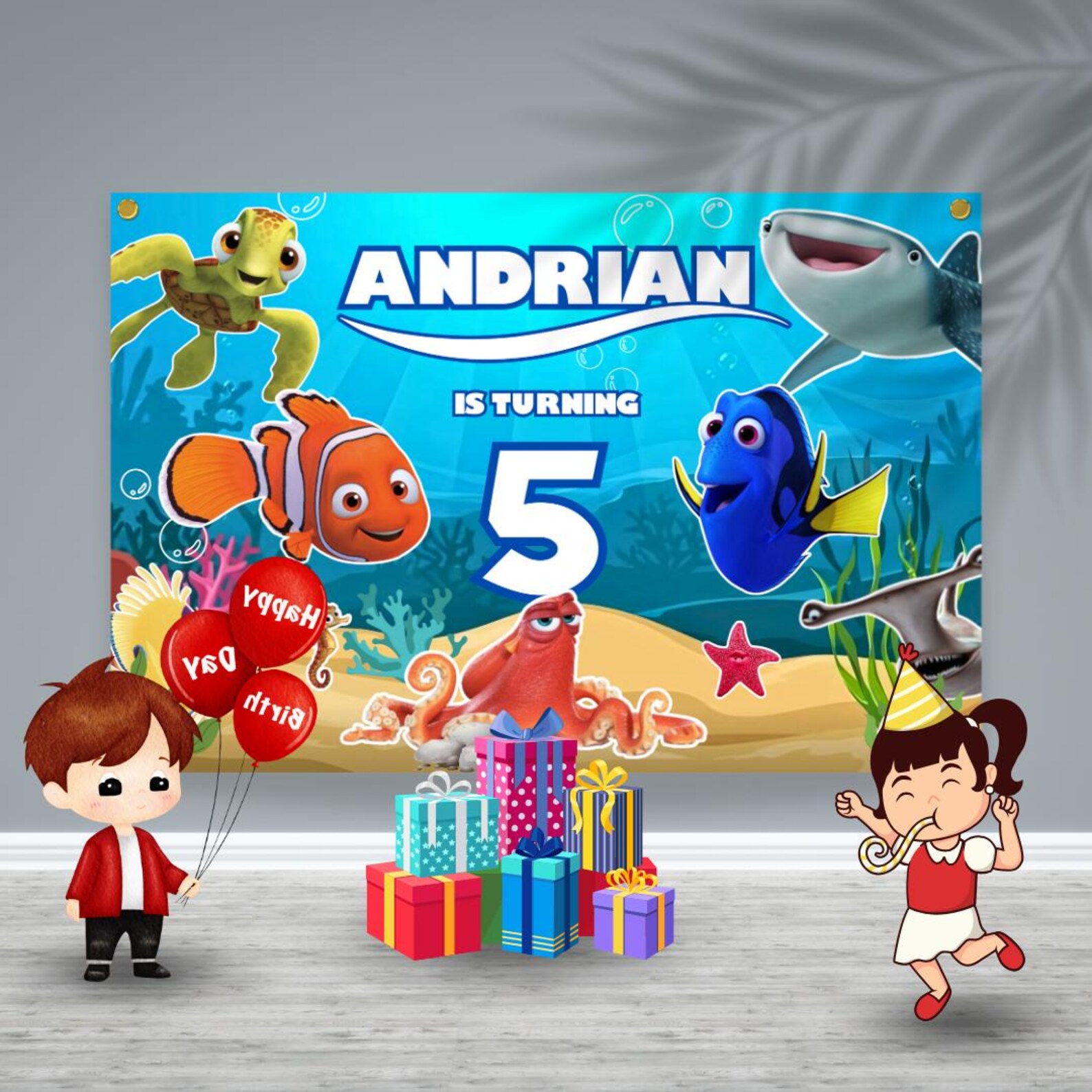 Birthday Backdrop Finding Nemo Birthday Party Decor, Nemo Theme ...