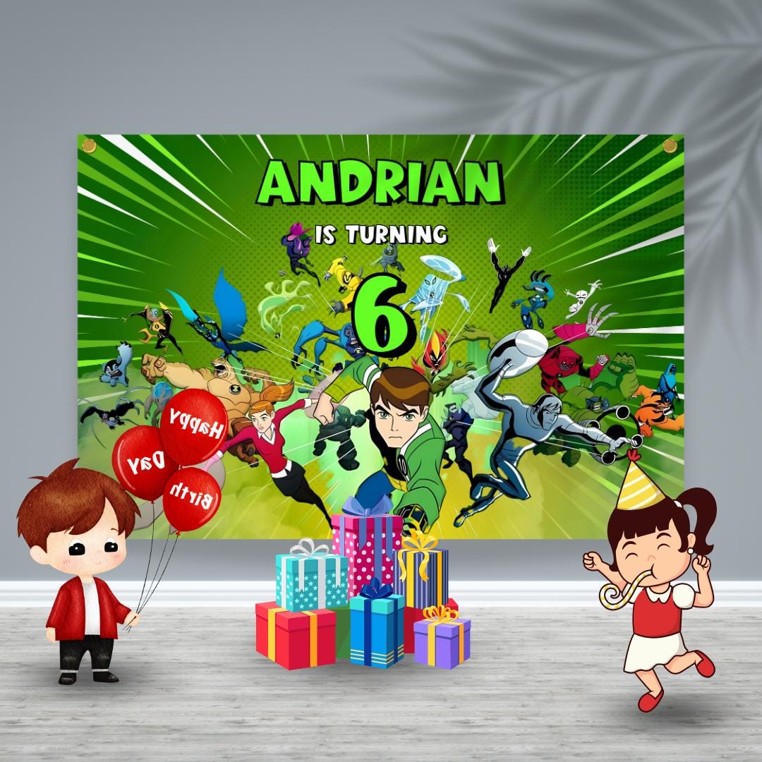 Birthday Backdrop Ben 10 Birthday Party Banner Decoration, Ben Party ...