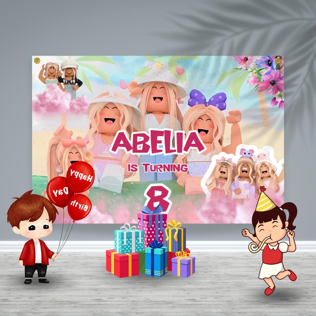 Birthday Backdrop Roblox Girl Birthday Party Decor, Roblox Girls Theme ...