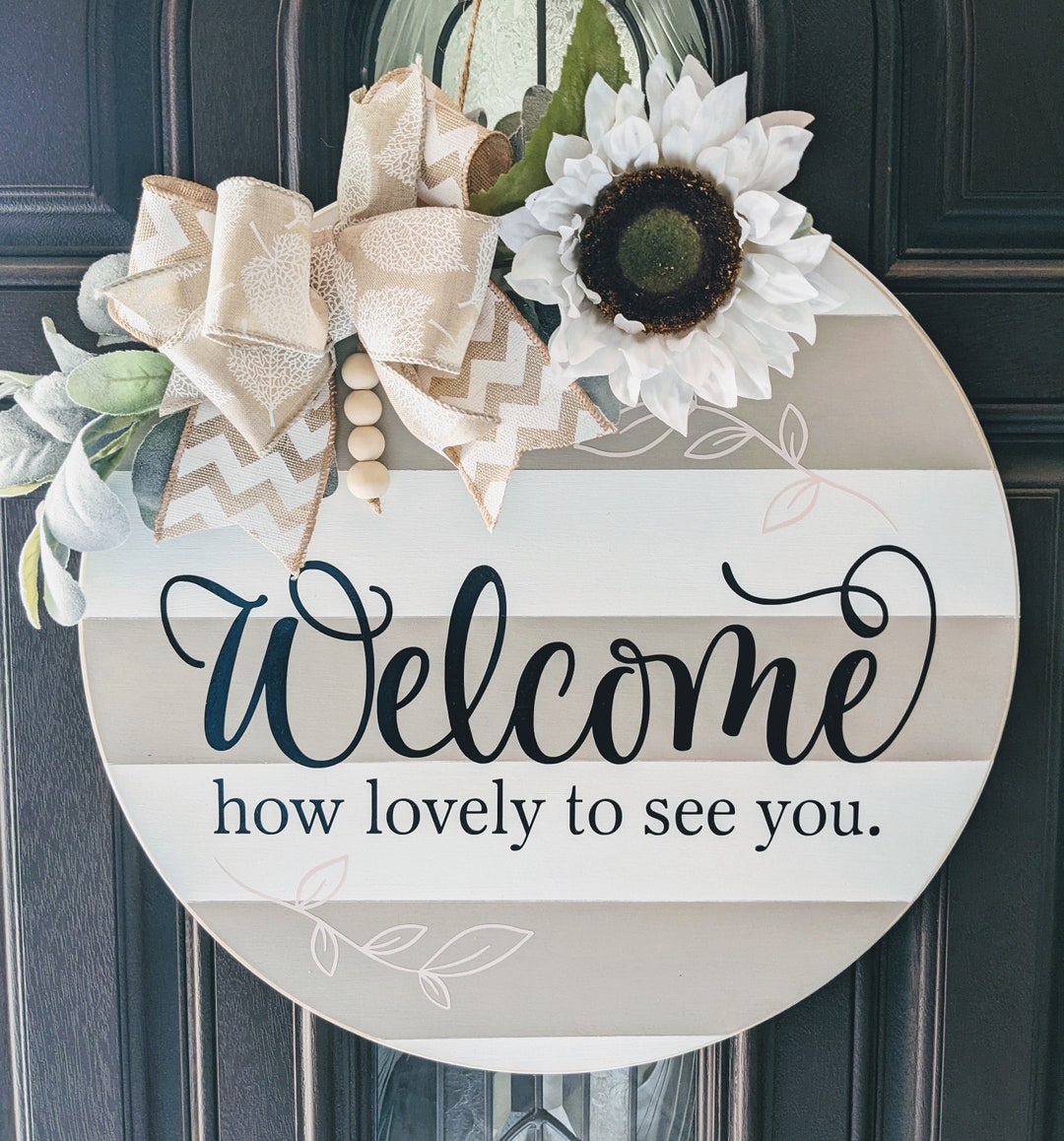Welcome. Farmhouse Inspired Door Hanger. Front Door Decor. Front Porch ...