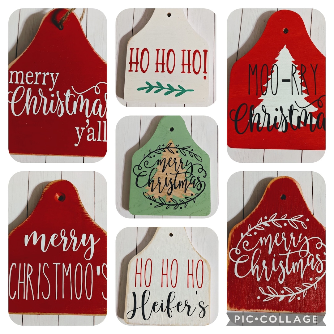 NEW Christmas Tags for Cow Head Farmhouse Inspired Door Hanger ...