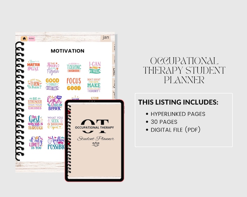 Digital Occupational Therapy Student Planner, Hyperlinked Planner, OT ...