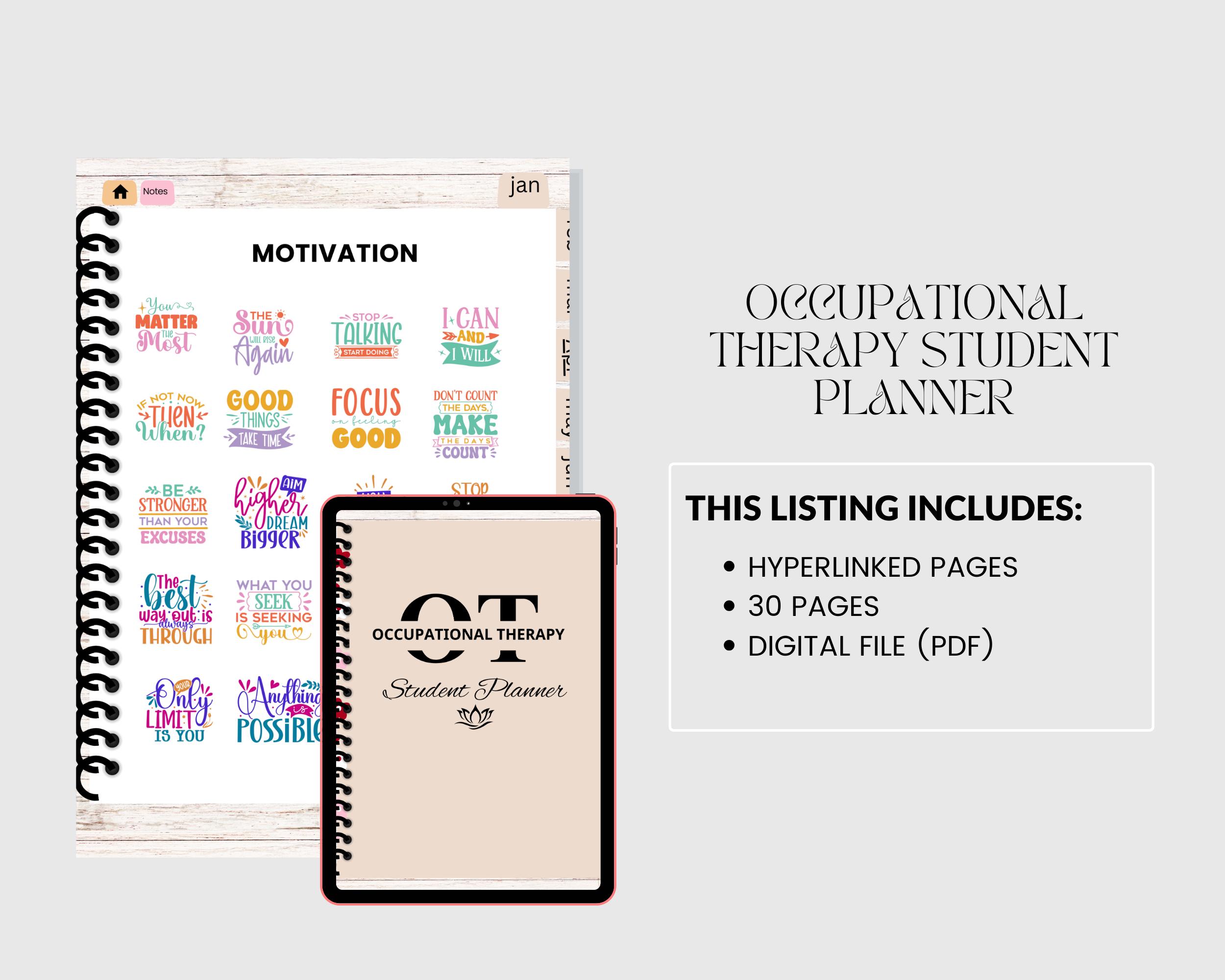 Digital Occupational Therapy Student Planner, Hyperlinked Planner, OT ...