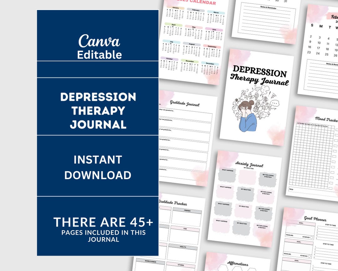 Depression Therapy Journal, Self-care Workbook, Mental Health Planner ...