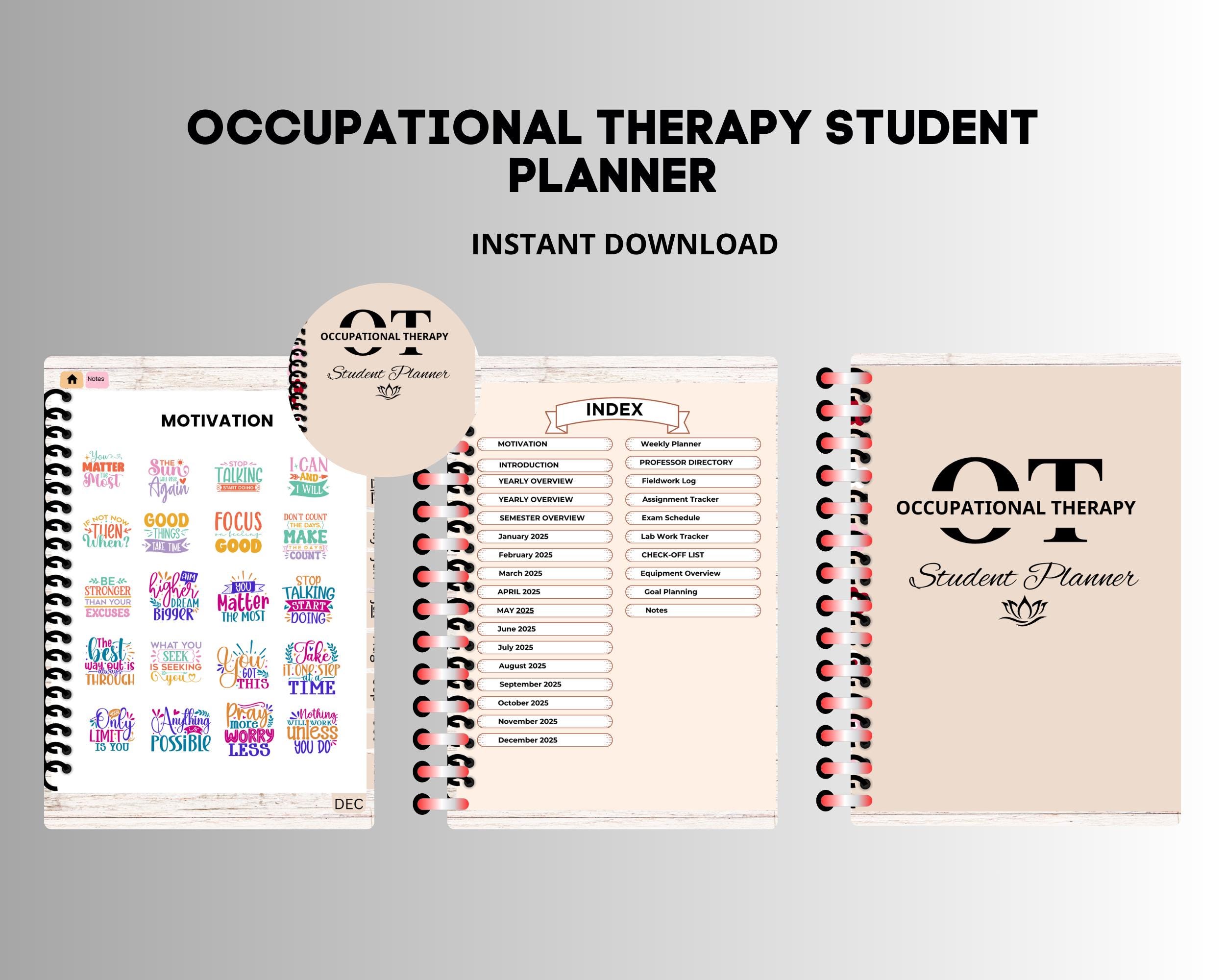 Digital Occupational Therapy Student Planner, Hyperlinked Planner, OT ...