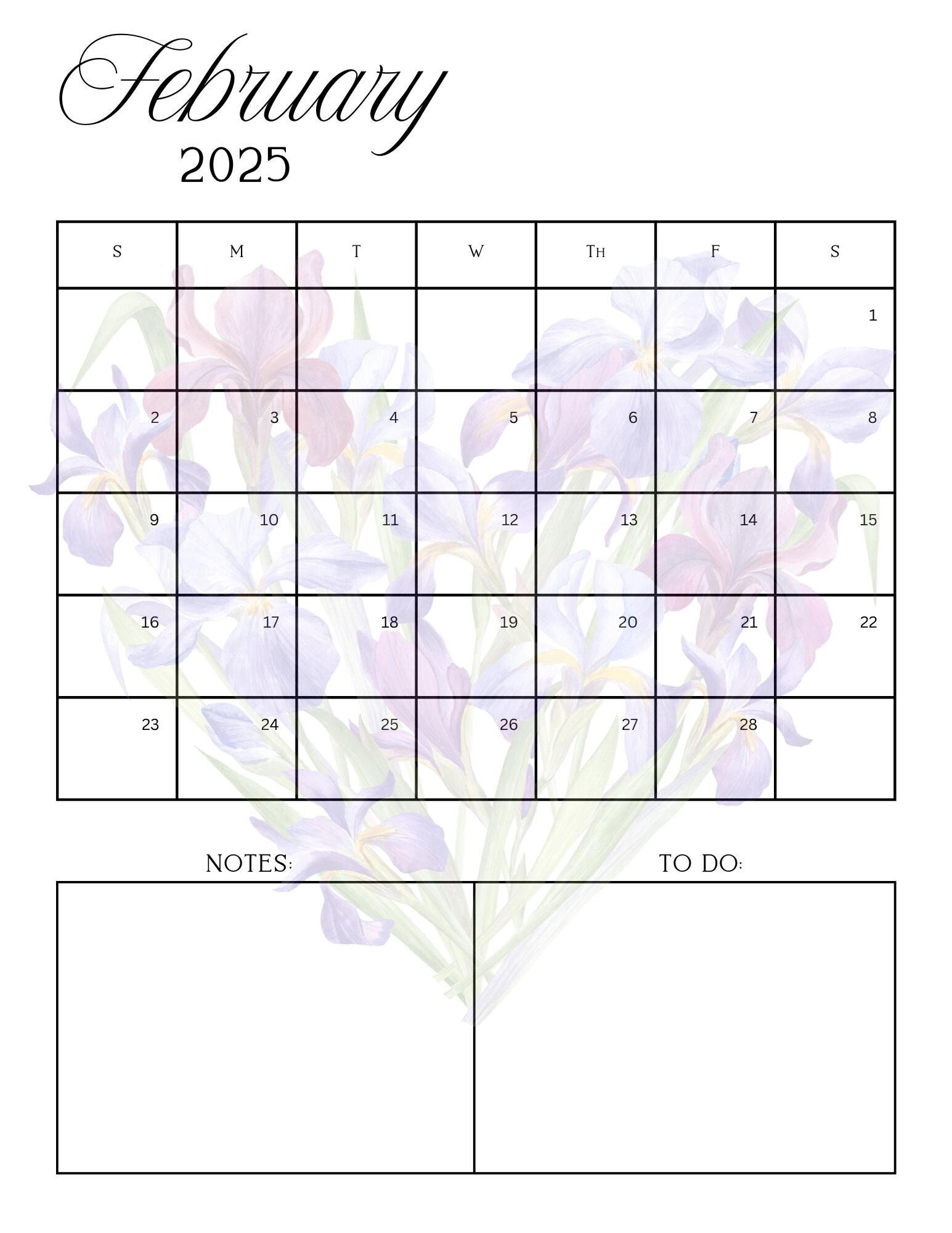 February 2025 Calendar Page - Etsy