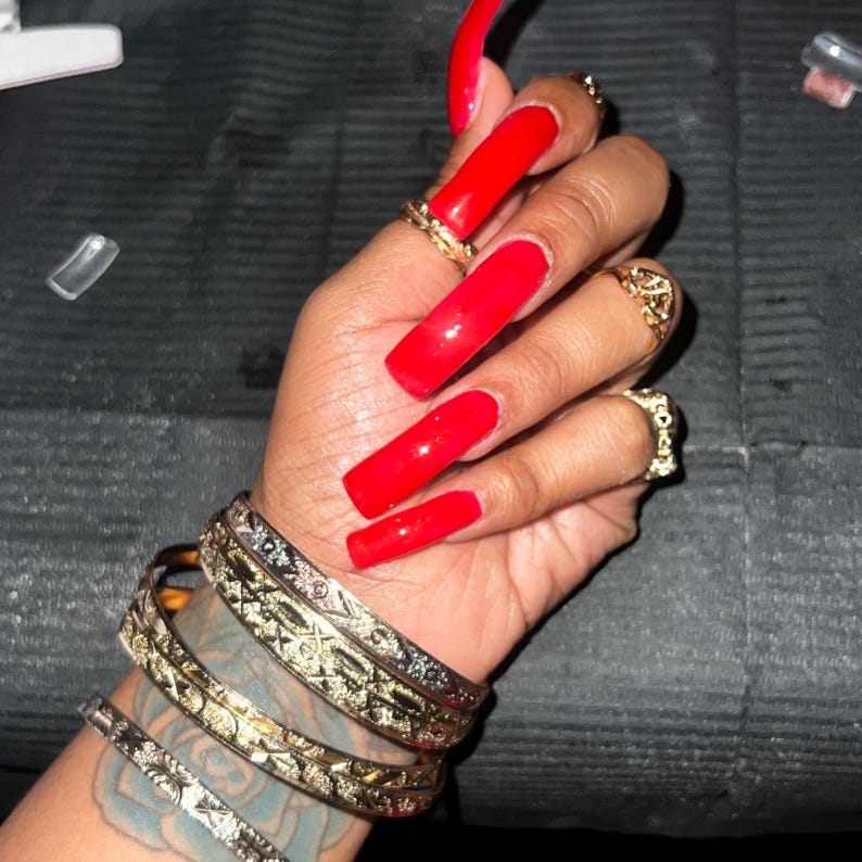 90s Aesthetic Curved Press on Nails – Christmas Red Nail Set | SWV Coko ...