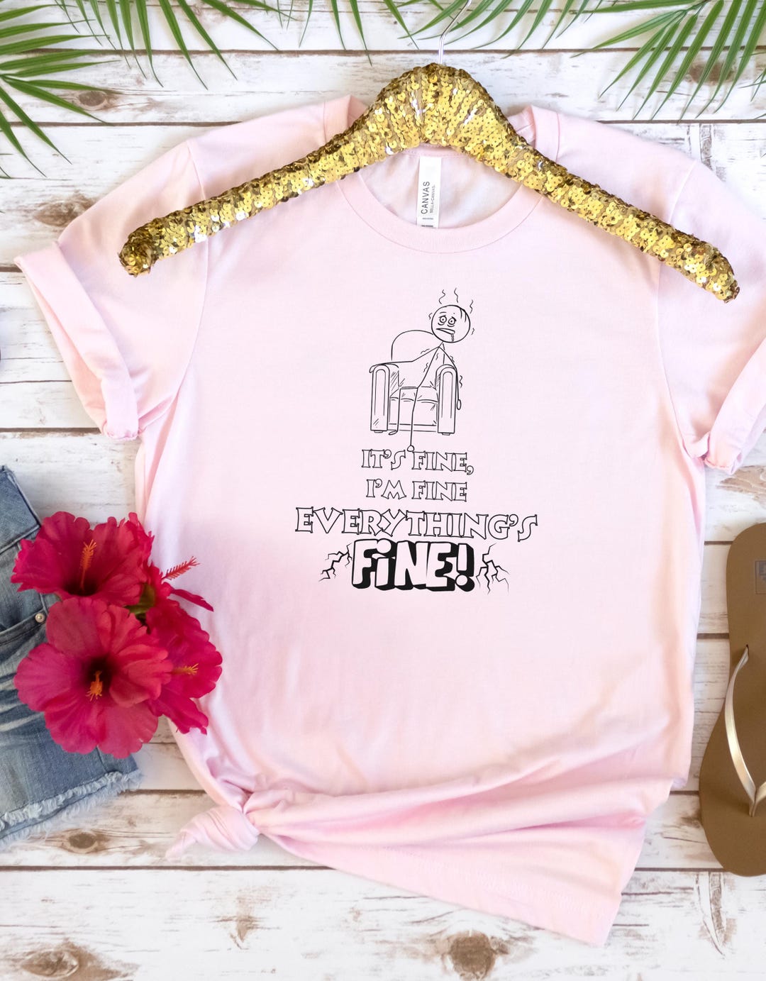 Stick Figure Shirt - Funny Stick Man T-shirt, I'm Fine Sarcastic ...