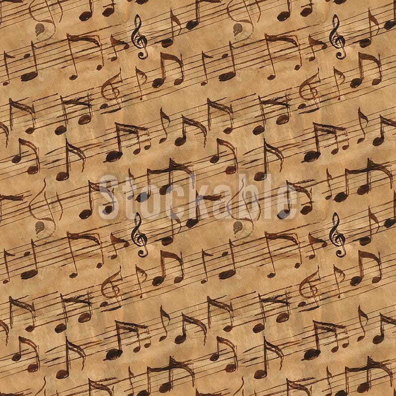 Seamless Natural Paper Background With Ink Drawn Musical Notes - Etsy